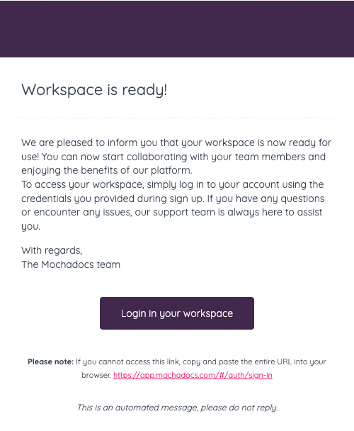 Hoe activeer je een Mochadocs workspace